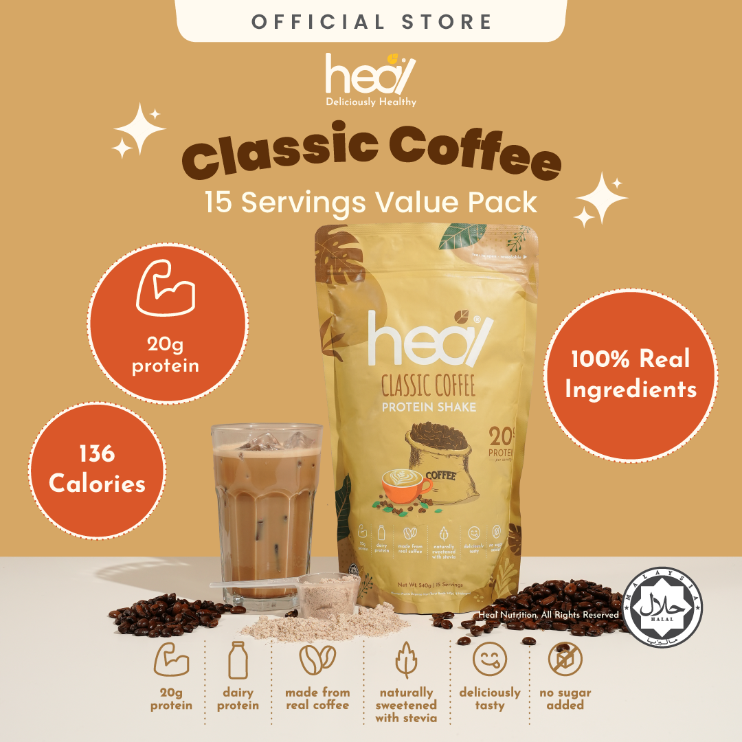 Heal Classic Coffee Protein Shake, 15 Servings Value Pack – Heal ...